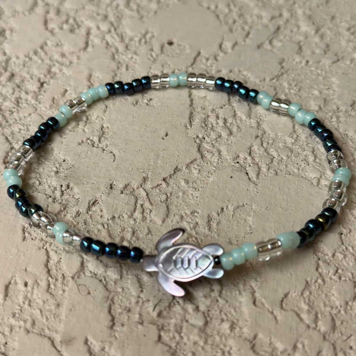 Handcrafted Bohemian Sea Turtle Bracelet with Mother of Pearl and Toho ...